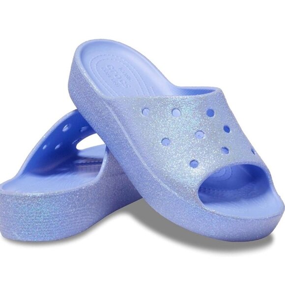 CROCS | Shoes | Crocs Womens 8m Platform Purple Sparkle Platform Slide ...